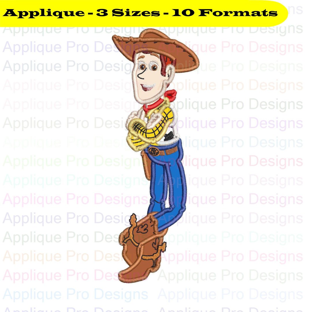 Woody Standing Toy Story Applique Design 3 Sizes 10 Formats Instant ...