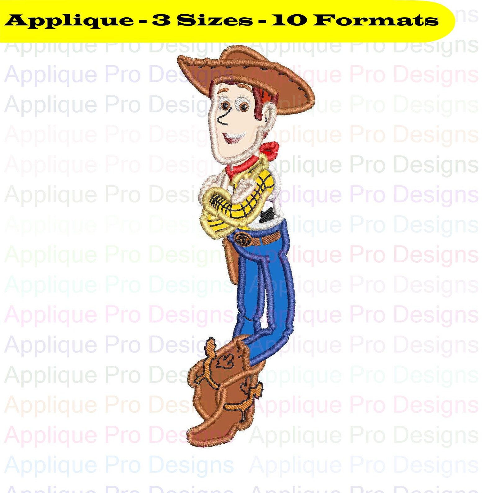 Woody Standing Toy Story Applique Design 3 Sizes - 10 Formats - Instant ...