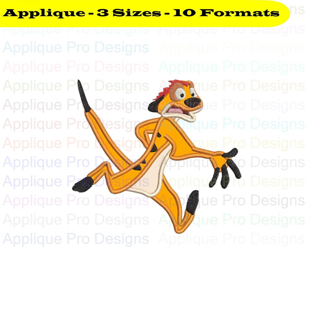 Timon Running Timon and Pumbaa Applique Design 3 Sizes - 10 Formats ...