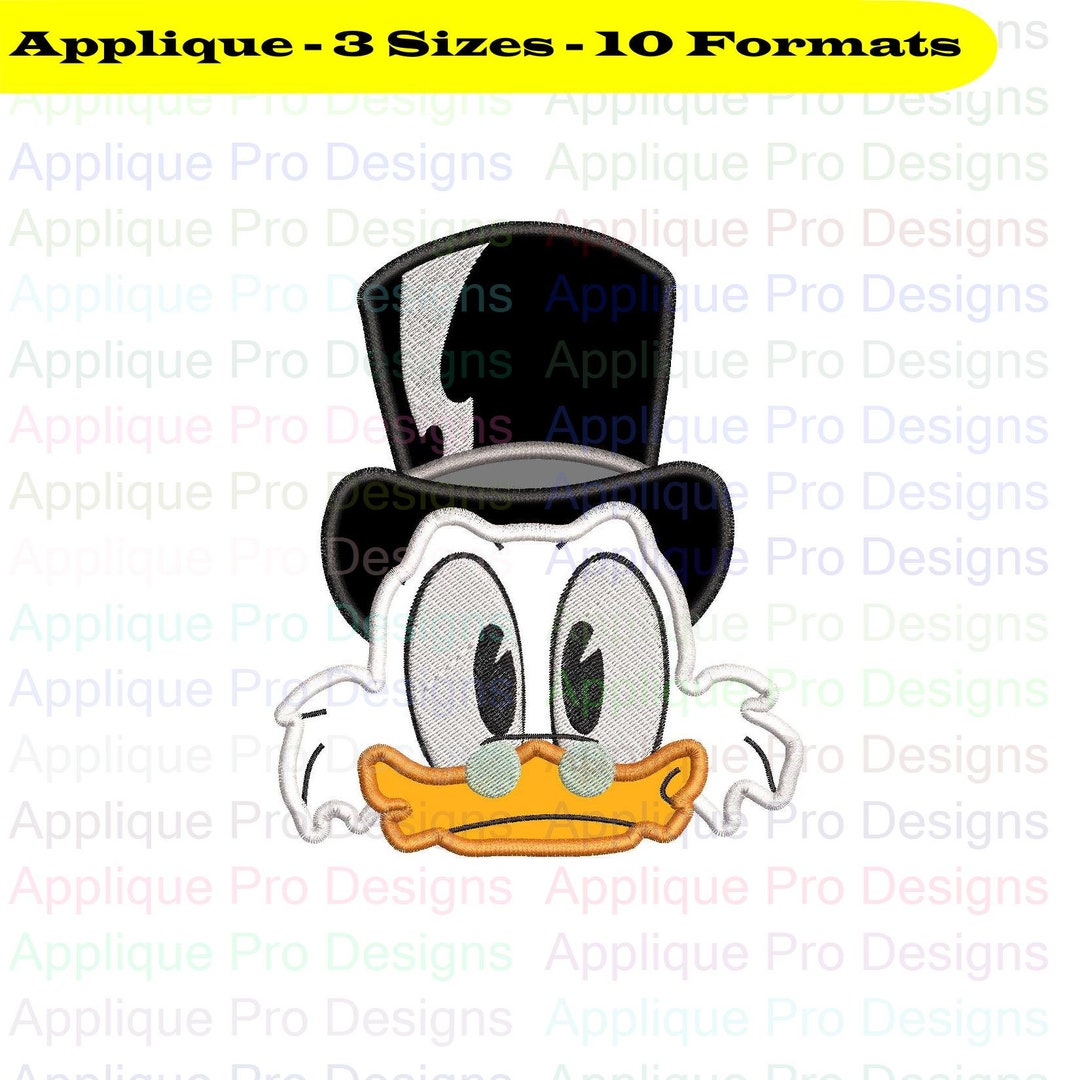 Scrooge Face Ducktales Applique Design 3 Sizes - 10 Formats - Instant ...