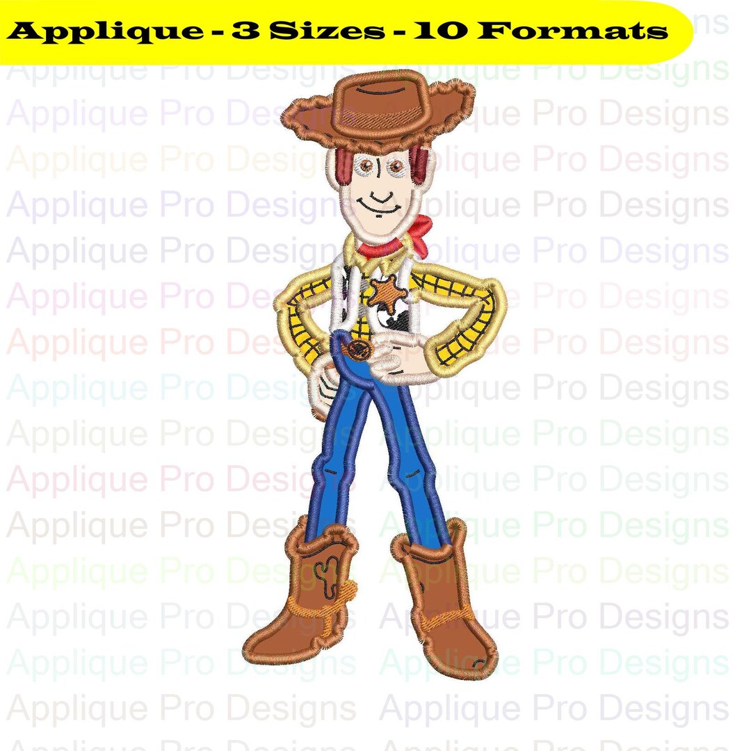 Woody Standing up 2 Toy Story Applique Design 3 Sizes - 10 Formats ...