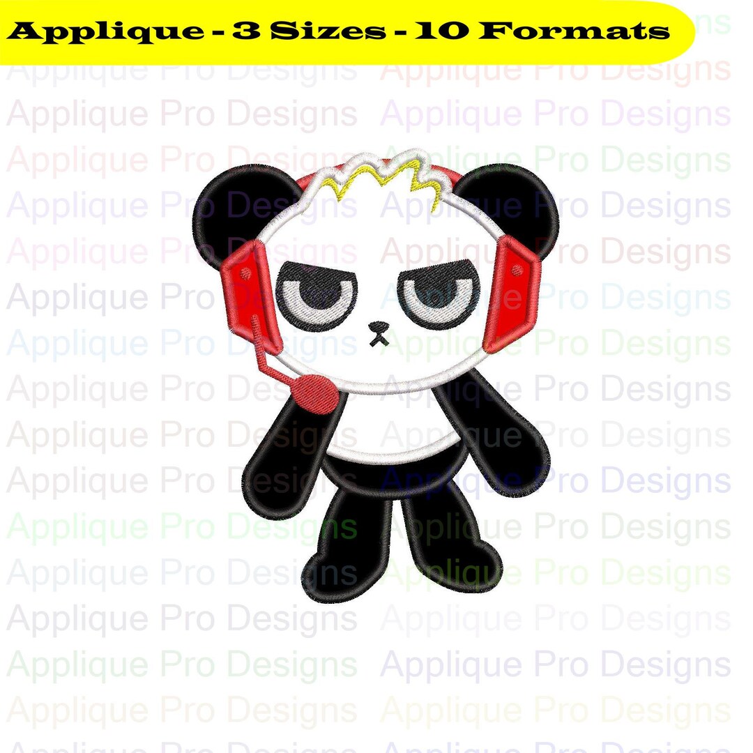 Combo Panda Ryans World Applique Design 3 Sizes - 10 Formats - Instant ...