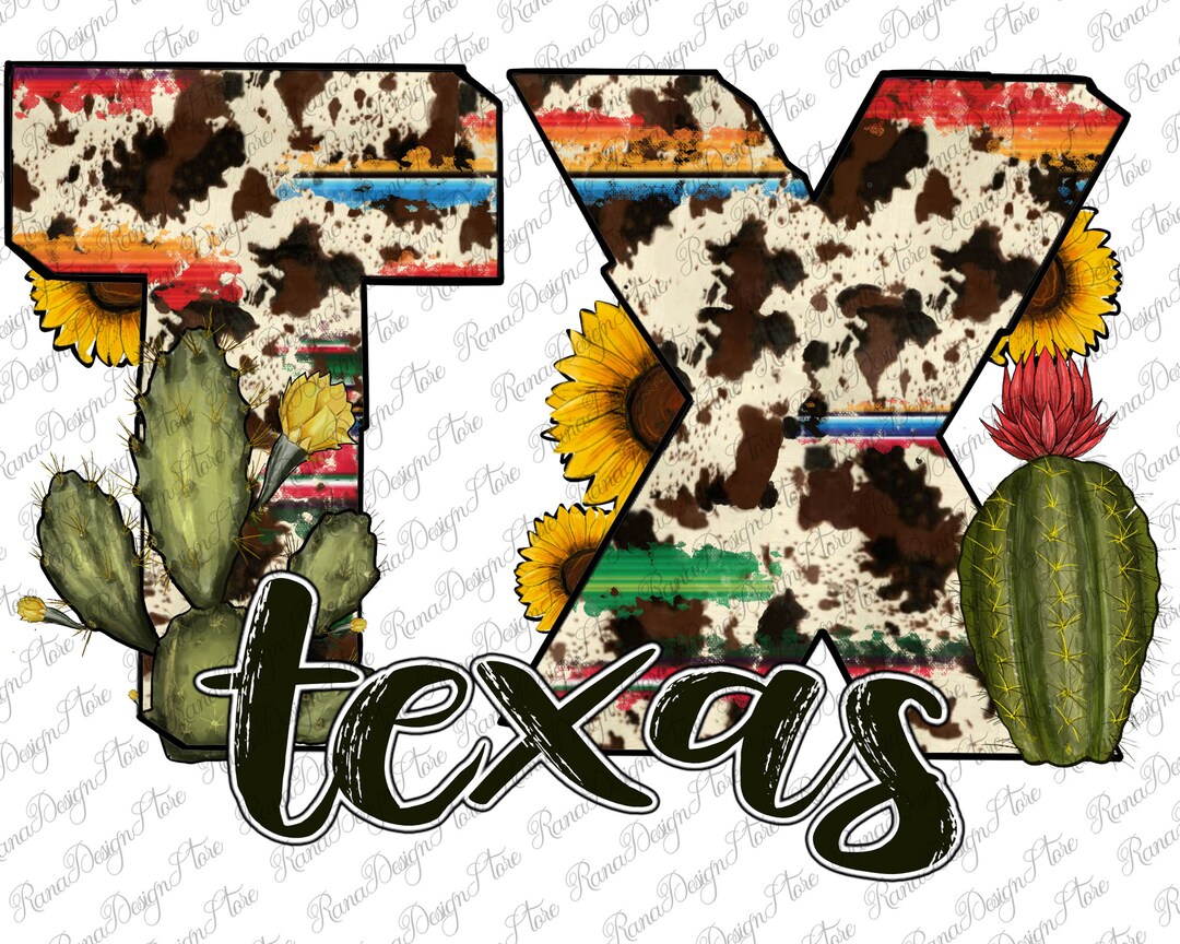 Texas State Cowhide Serape Cactus Png, Cowhide Texas Png, Cactus Png ...