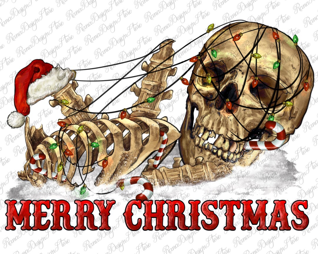 Christmas Skeleton Png Sublimation Design, Hand Drawn Skeleton Png ...