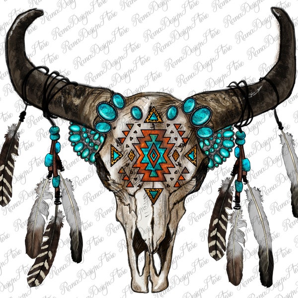 Aztec Bull Skull Png - Etsy