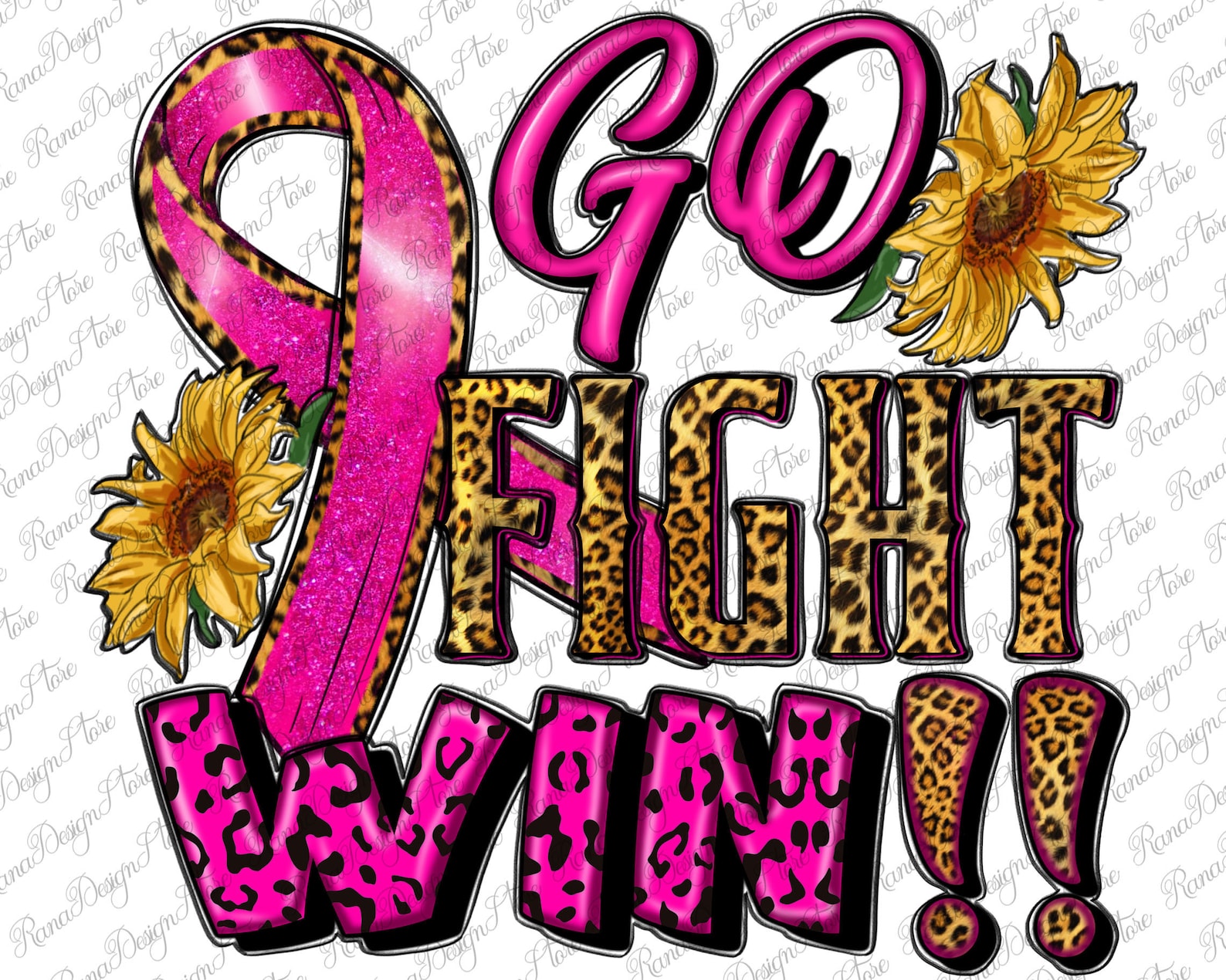 Go Fight Win Png Sublimation Design, Breast Cancer Awareness Png, Pink ...