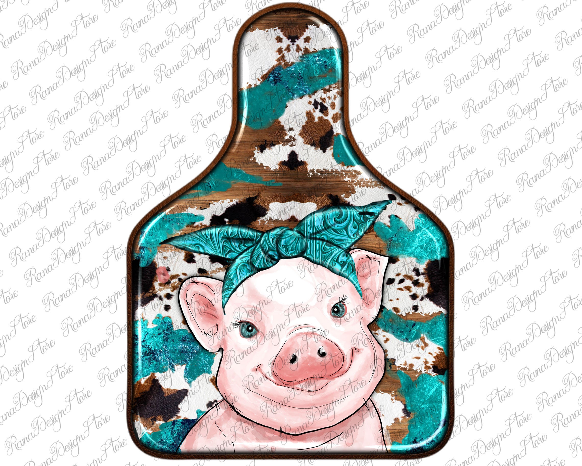 Western Pig Cow Tag Bundle Png,western Cow Tag,glasses Pig Png,bandana ...