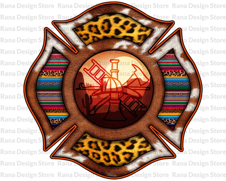 Firefighter Handdrawing Western Logo PNG Sublimation Design | Etsy