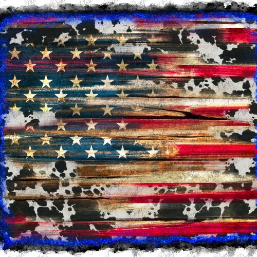 American Flag With Cowhide Distressed Background Png Design - Etsy