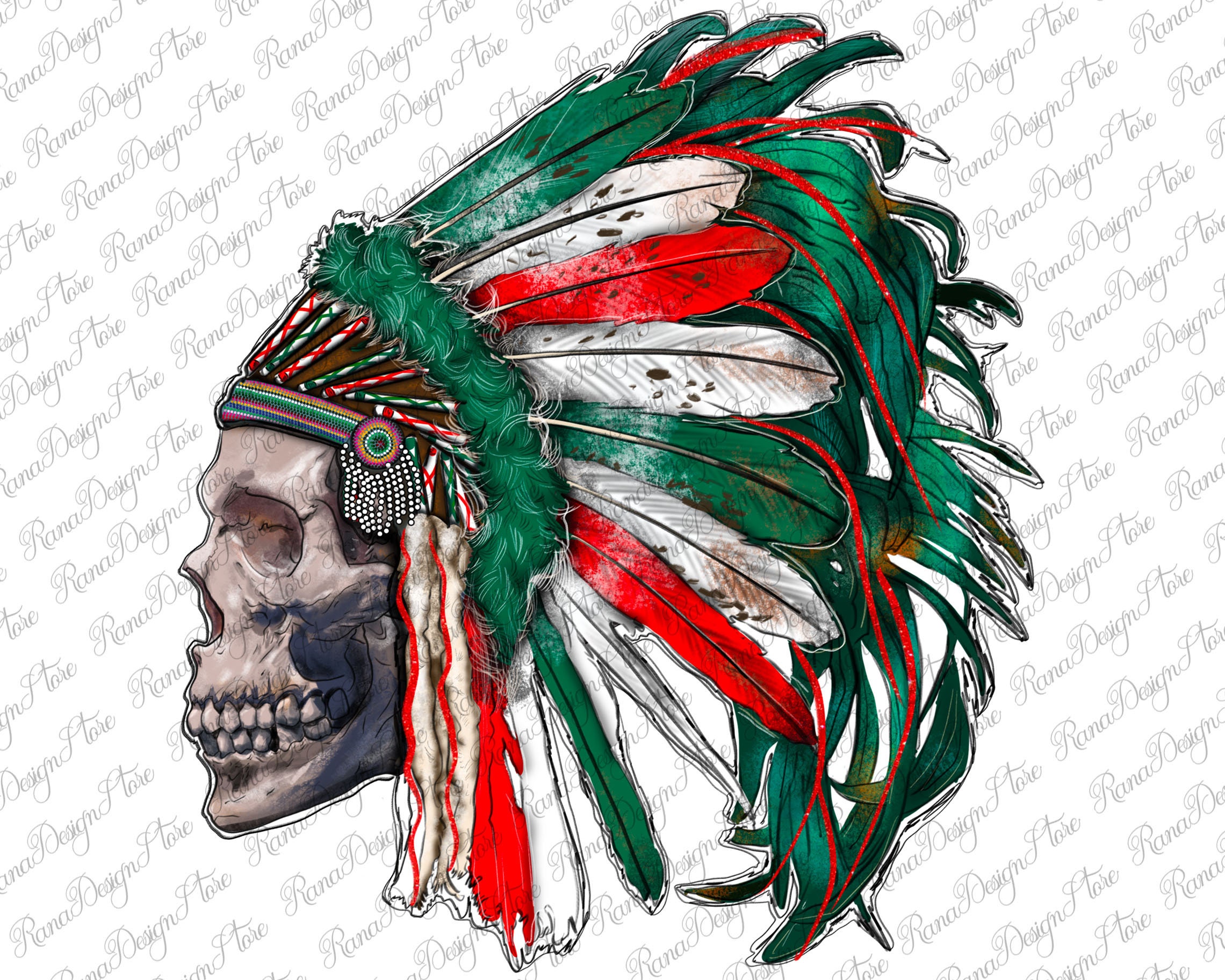 Skull With Mexican Headdress Png Sublimation Design Mexican - Etsy