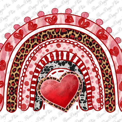 Valentine's Day Rainbow With Heart Png Sublimation Design | Etsy