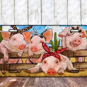 Pig Farm License Plate Sublimation Design, Pig License Plate Png ...