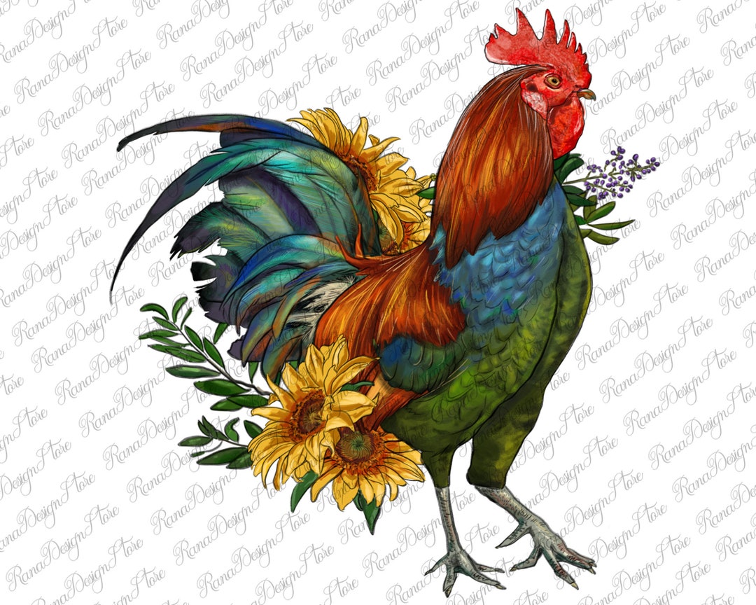 Rooster With Sunflowers Png Sublimation Design, Rooster Png, Western ...