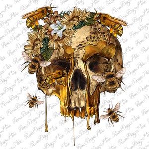 Flower Skeleton Bees Png Sublimation Design, Hand Drawn Skeleton Png, Skeleton Head Png ...