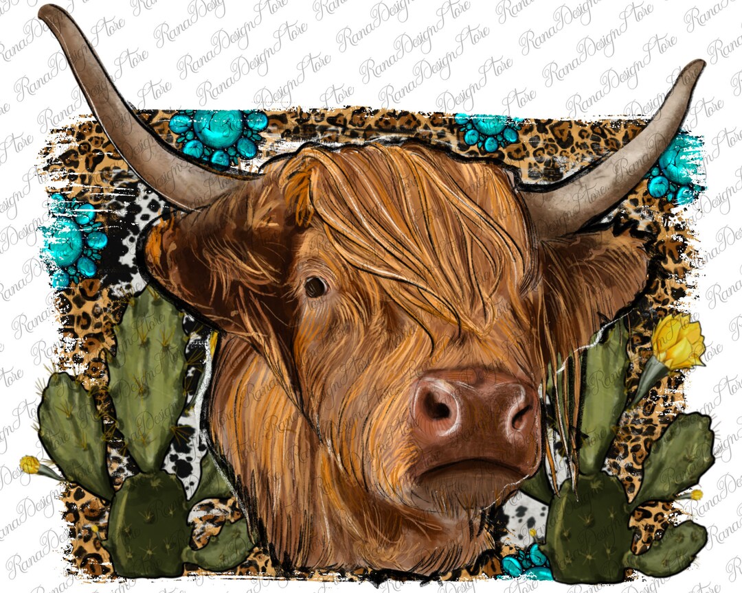 Western Cow With Background Png Sublimation Design, Western Cow Png ...