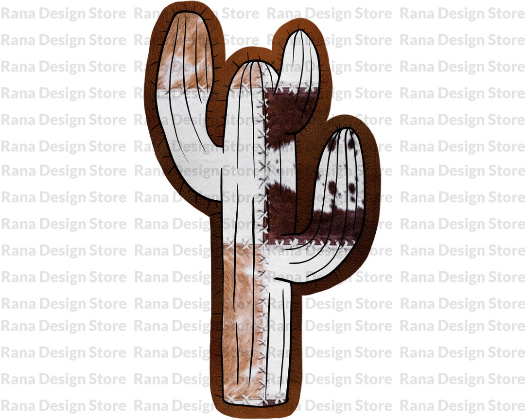 Western Cowhide Pattern Cactus Design Png, Leather Pattern, Cactus Png ...