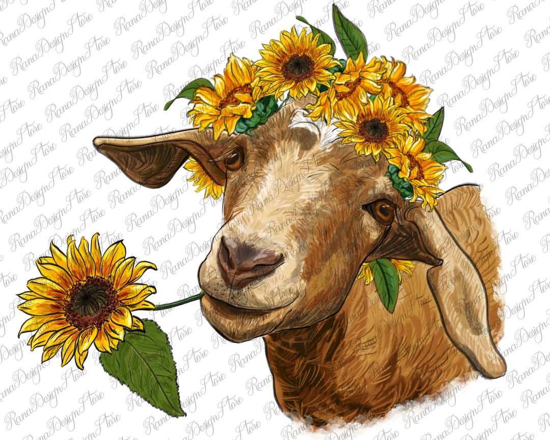 Goat With Sunflower Png Sublimation Design,goat Png, Sunflower Png ...