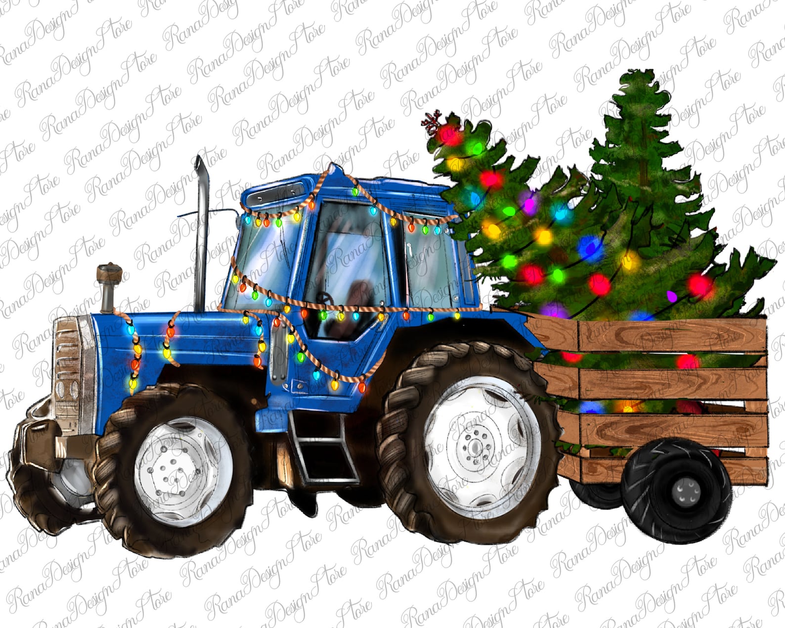 Blue Christmas Tractor Png Sublimation Design Blue Tractor - Etsy