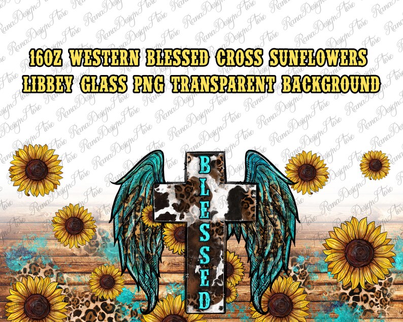 Western Blessed Cross Libbey Glass Png Sublimation Design Download ...