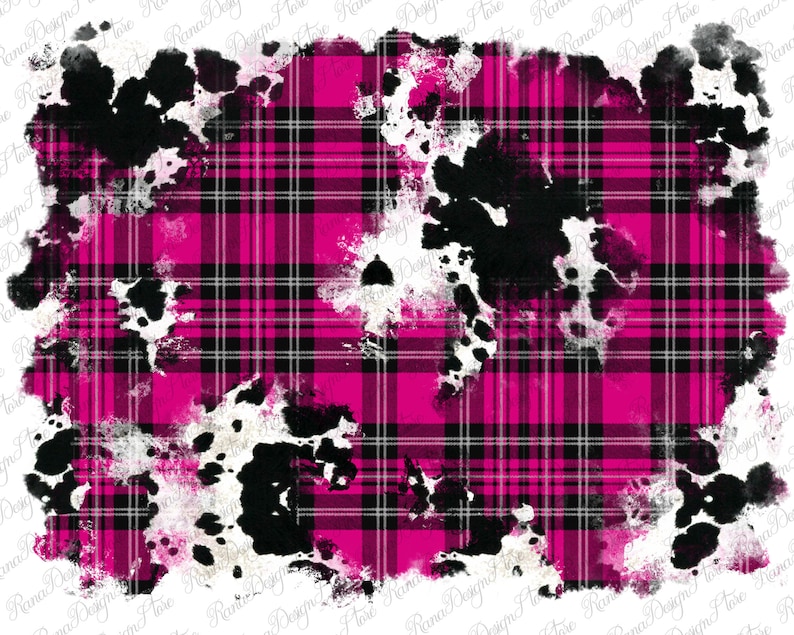 Pink Christmas Plaid Cowhide Pattern Background Png Sublimation Design ...