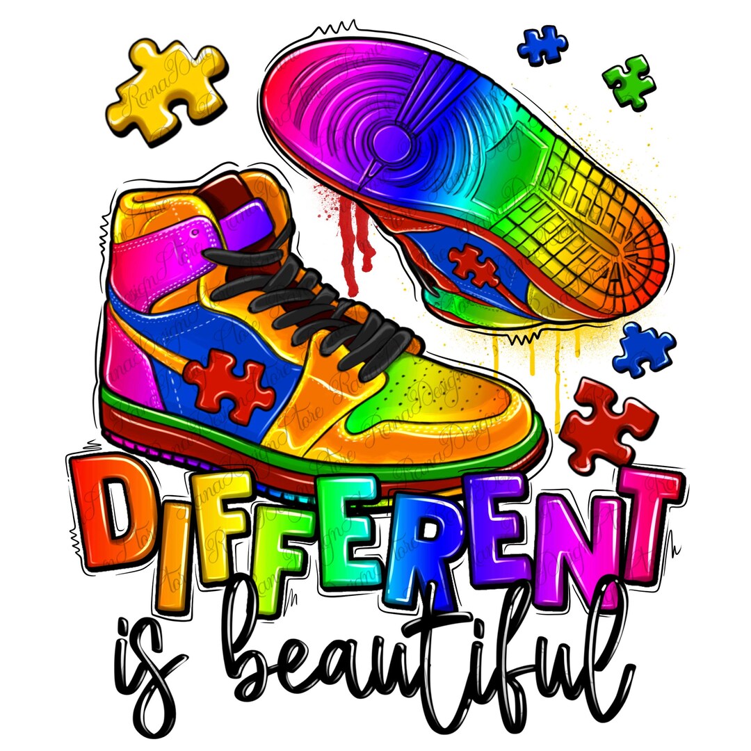 Different is Beautiful Autism Shoes Png Sublimation Design Download ...