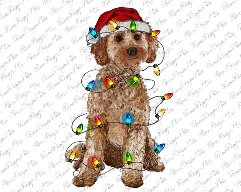 Cockapoo Christmas Lights Png Sublimation Designdog Mom - Etsy