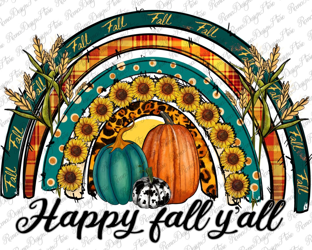 Happy Fall Y'all_rainbow Png, Happy Fall Y'all Rainbow Pumpkin Fall ...