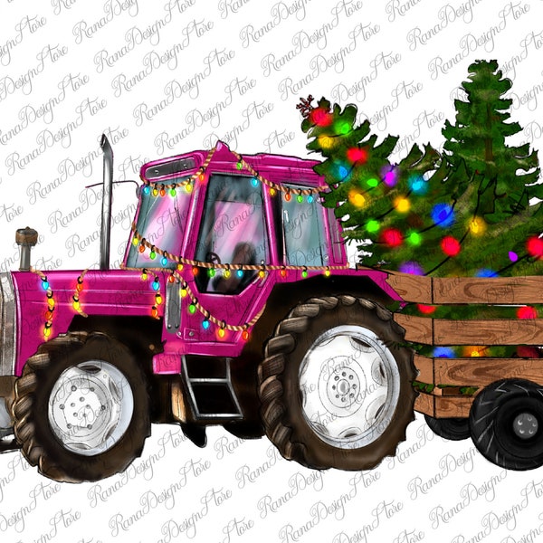 Pink Tractor Png - Etsy