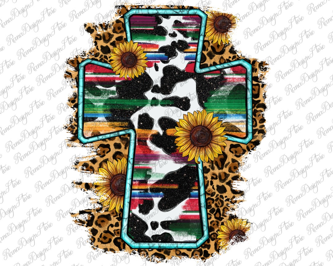 Western Cross Png Sublimation Design, Cross Png,serape Png, Cowhide Png ...