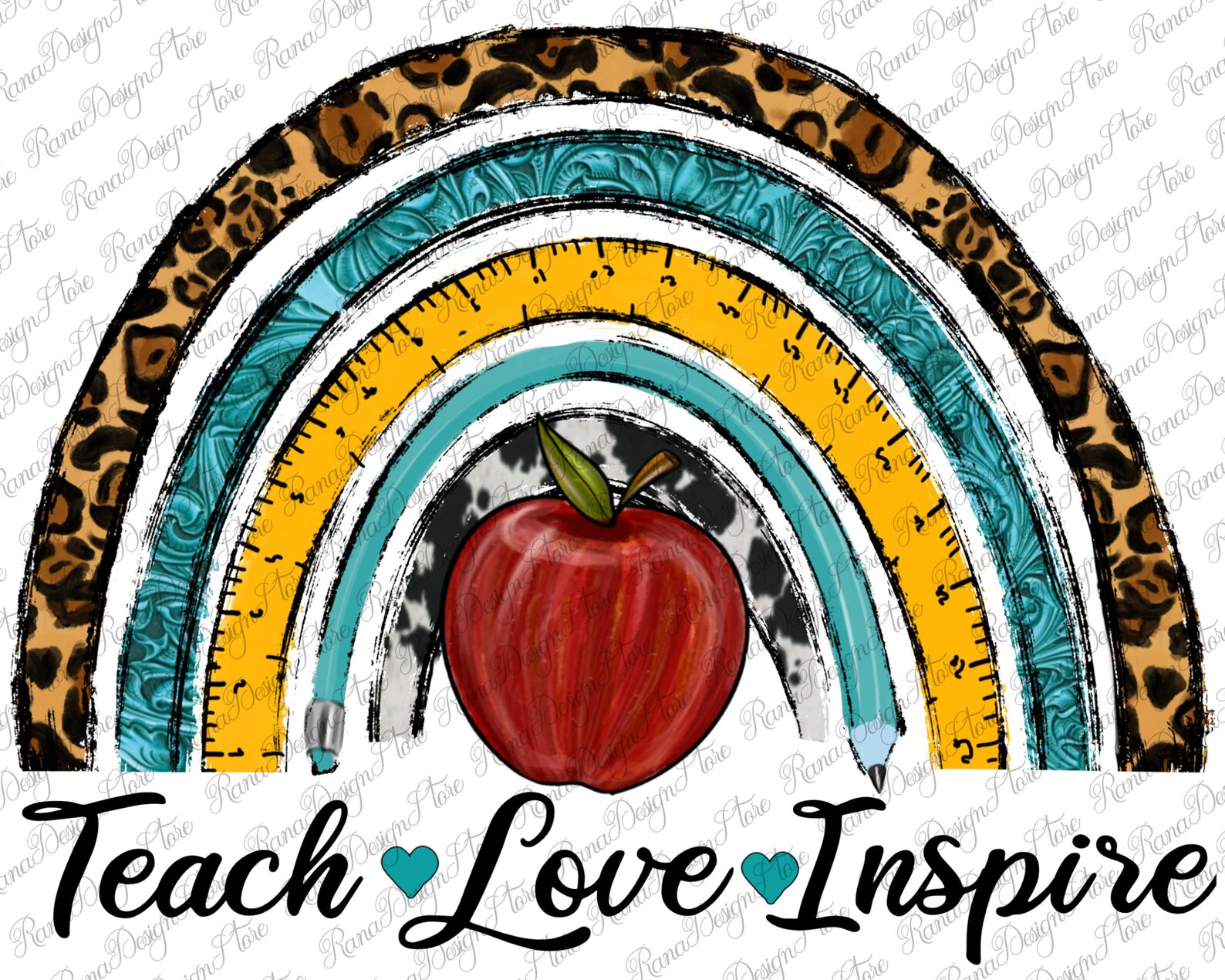 Teach Love Inspire Rainbow Png Sublimation Design,teacher Png,teacher ...