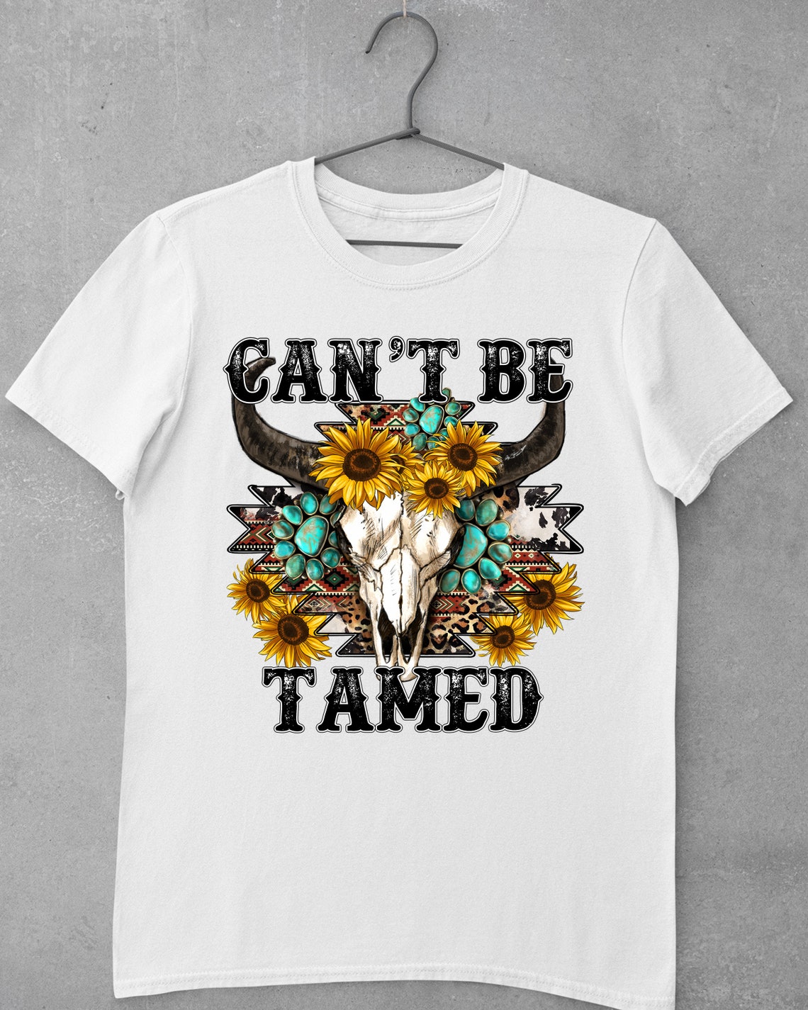 Can't Be Tamed Bull Skull Png Sublimation Design Download, Western Bull ...