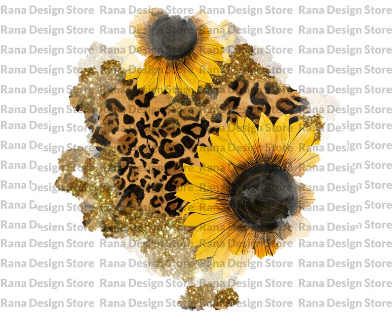 Glitter Sunflowers Leopard Background Patch Bundlecheetah | Etsy