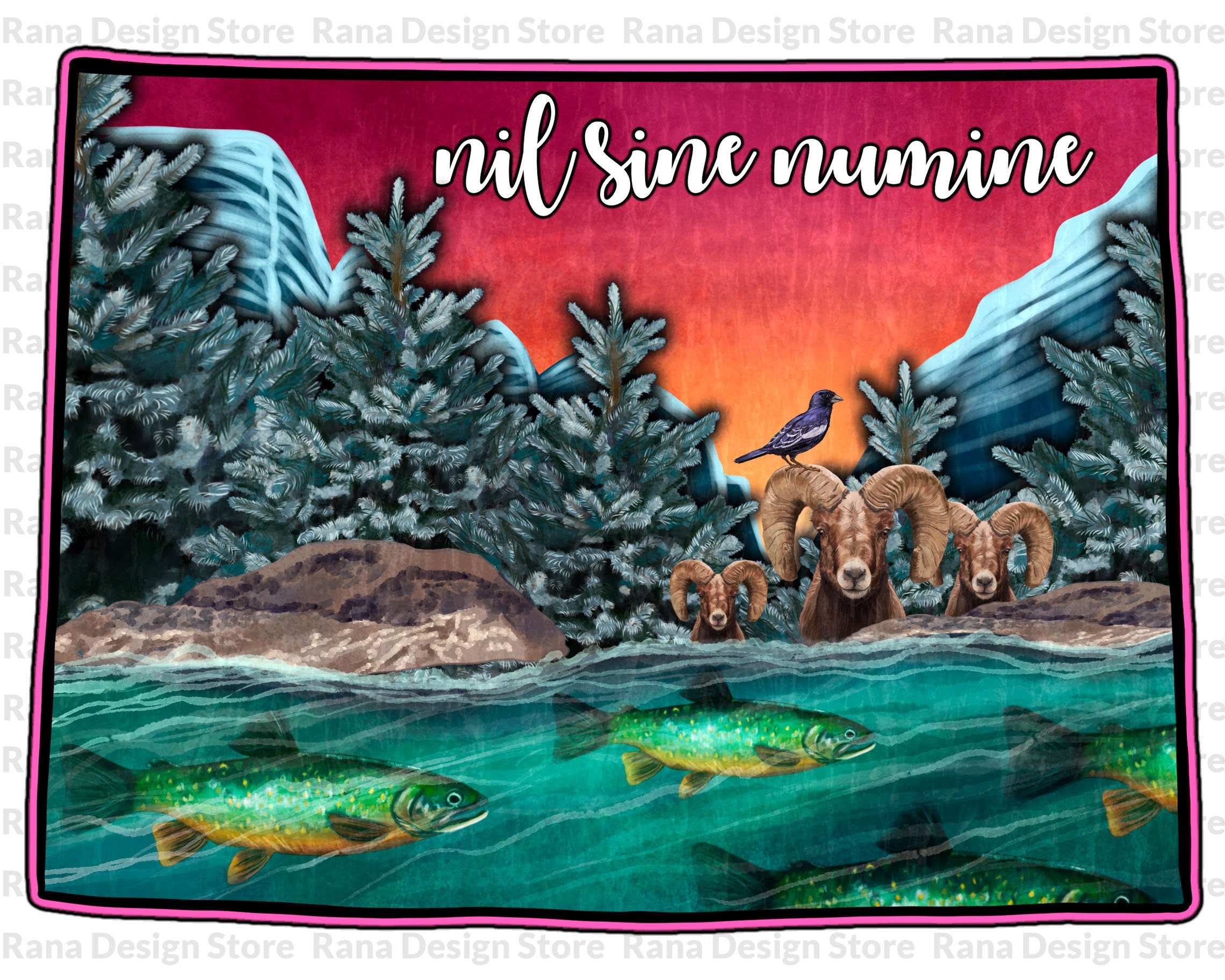 Colorado State Motto Nil sine numine Map Sublimation Design - Etsy