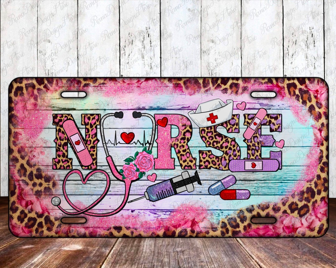 Valentine's Day Nurse License Plate Sublimation Design, Valentine's Day ...