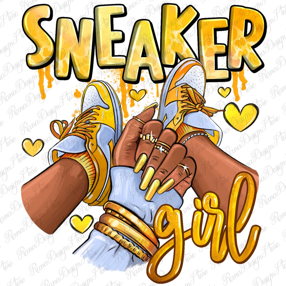 Yellow Sneaker Girl Afro Woman Png Sublimation Design Download, Sneaker ...