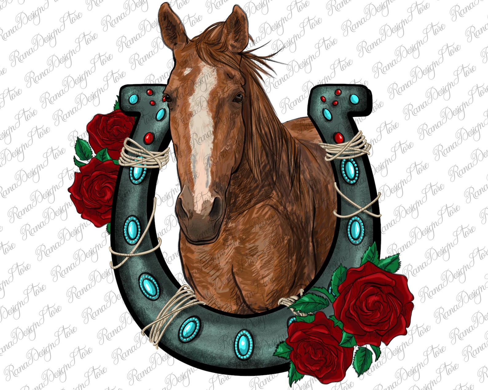 Caballo con rosas Herradura Png Diseño de sublimación | Etsy España