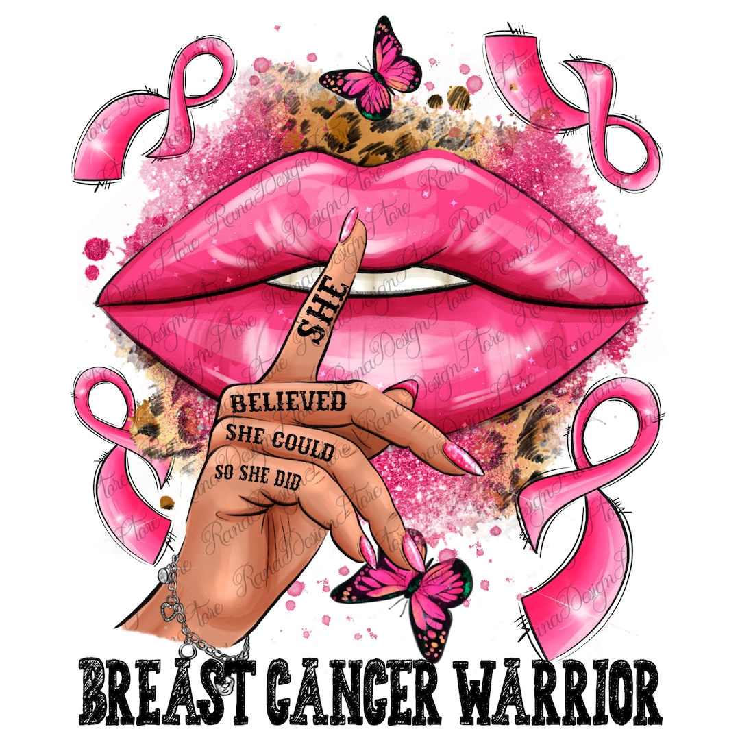 Breast Cancer Warrior Lip Png Sublimation Design Download, Breast ...