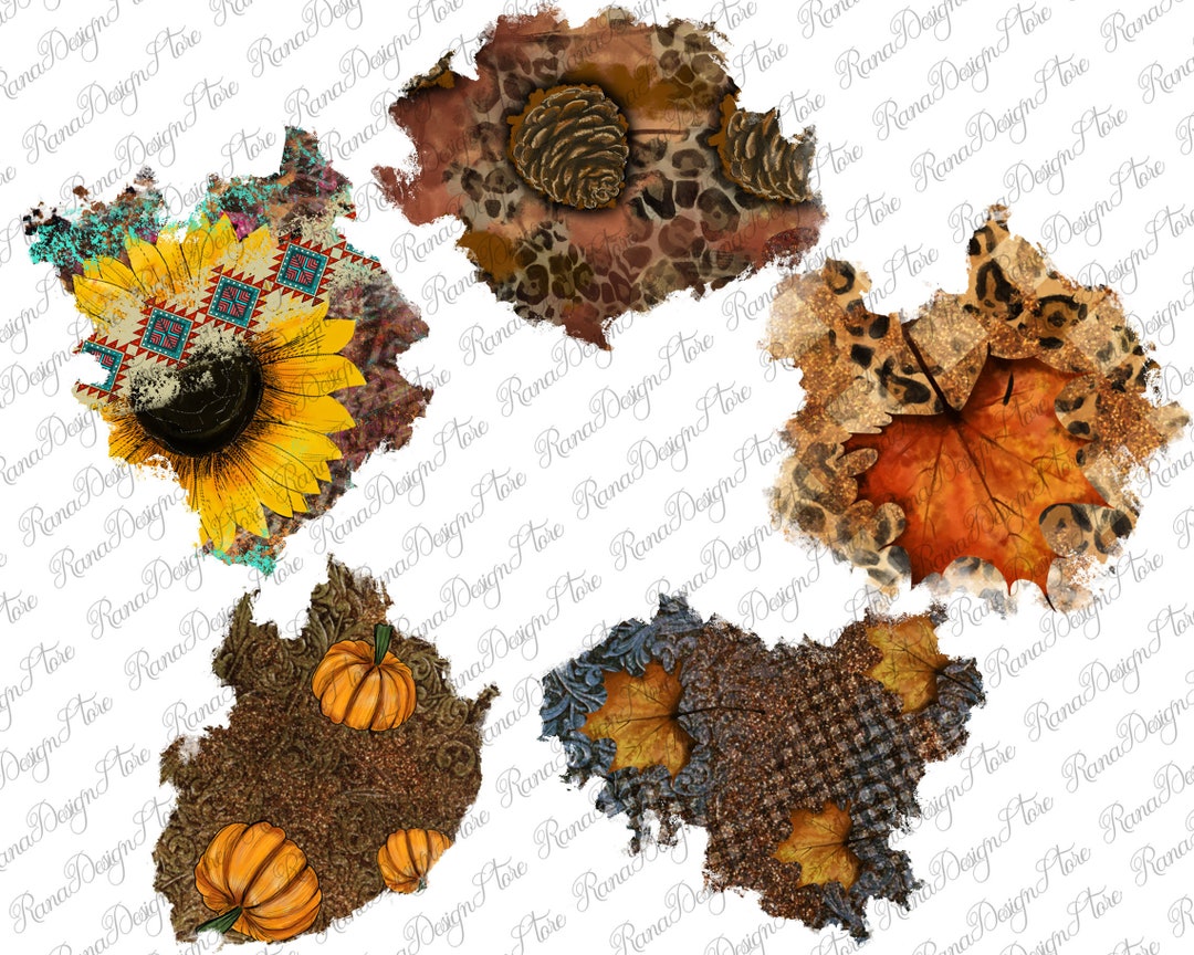 Western Fall Background Patch Bundle, Fall Patch Png, Fall Leaf Png ...