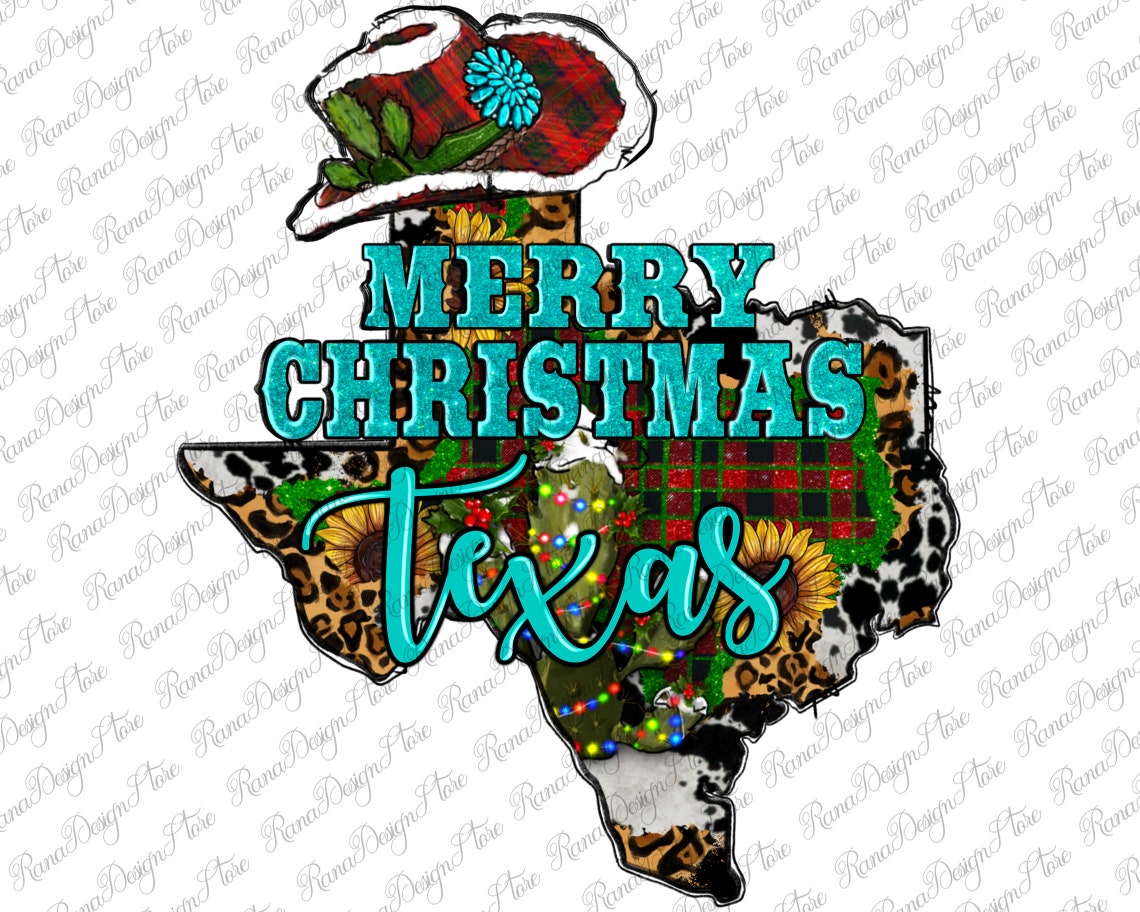 Merry Christmas Texas Map Png Sublimation Design Merry - Etsy