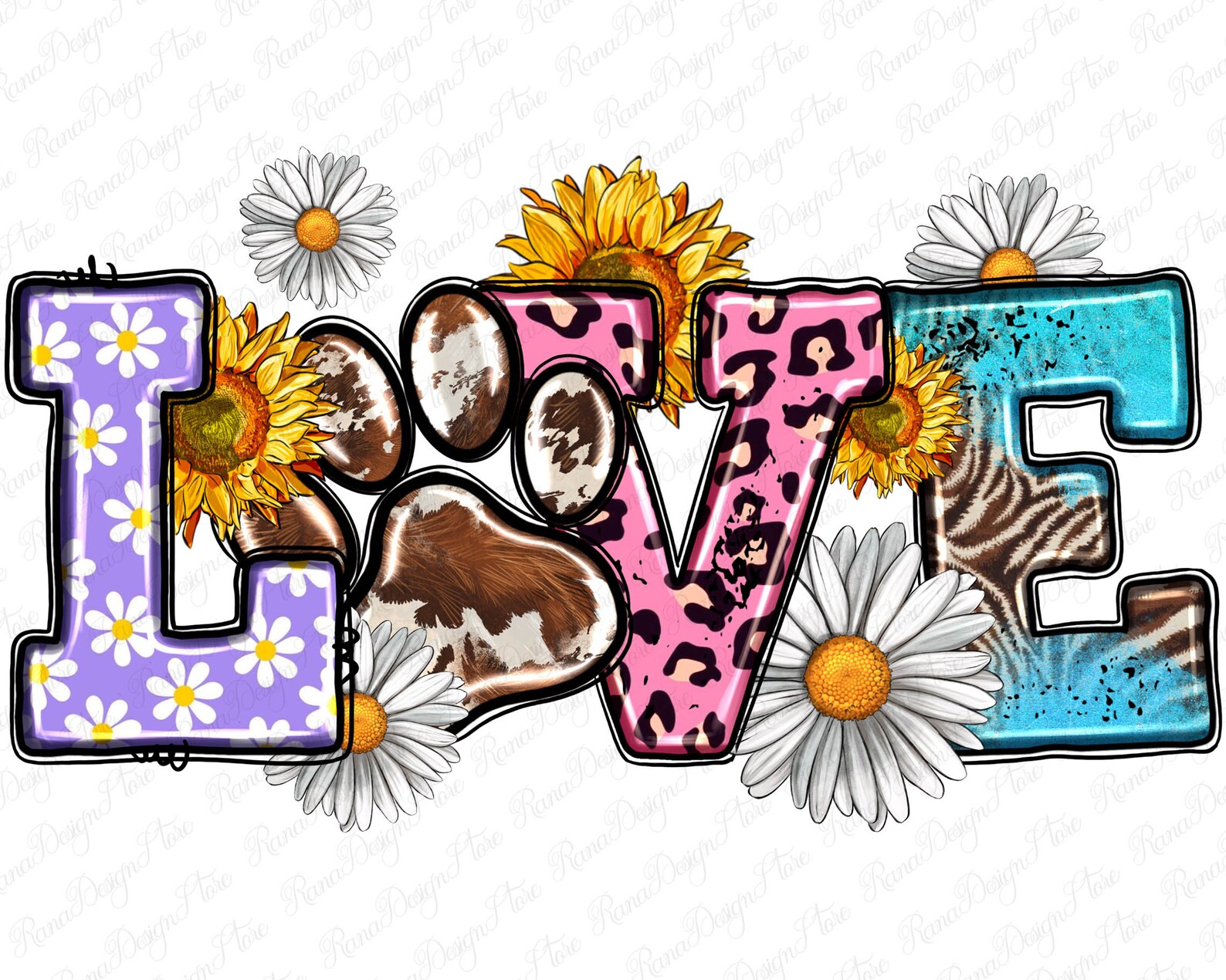 Dog Paw Love Png Sublimation Design Download, Dog Love Png, Animal Png ...