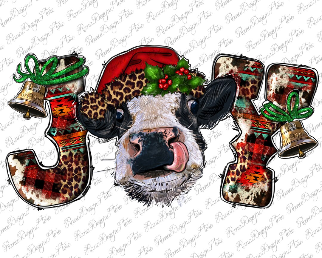 Christmas Joy Heifer Cow Png Sublimation Design, Christmas Cow Png ...