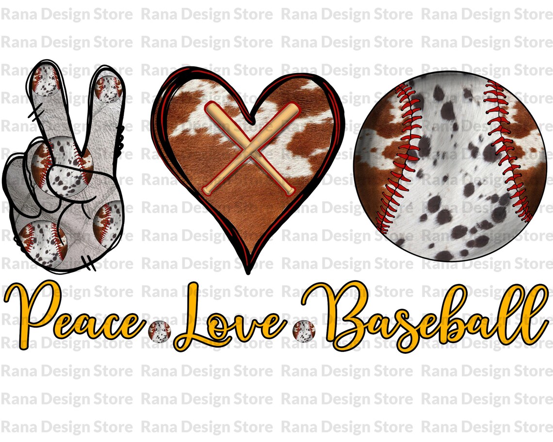 Peace Love Baseball PNG, Baseball, Peace Love Sublimation, Cowhide ...