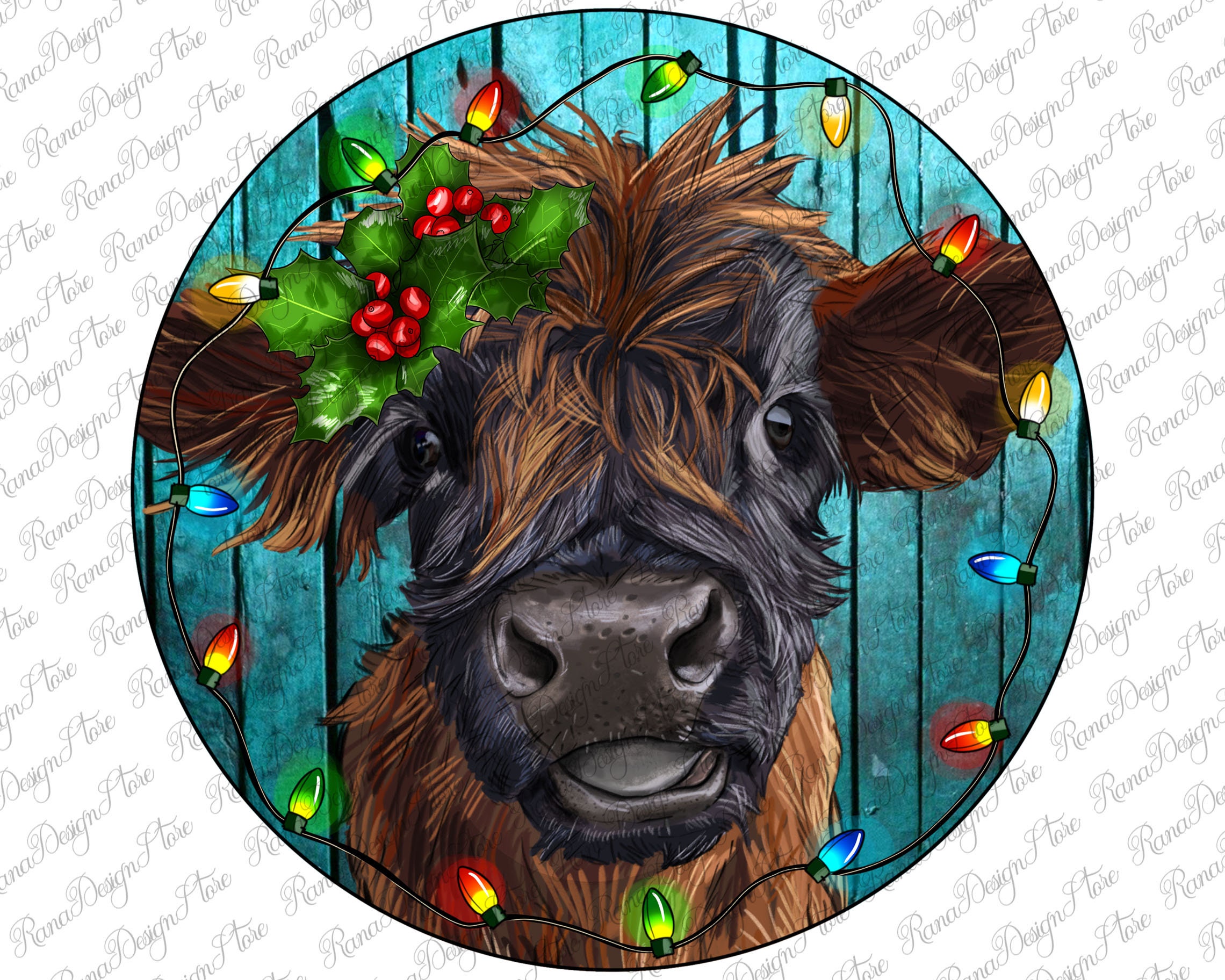 Calf Christmas Ornaments Png, Christmas Ornaments Png, Round Christmas ...