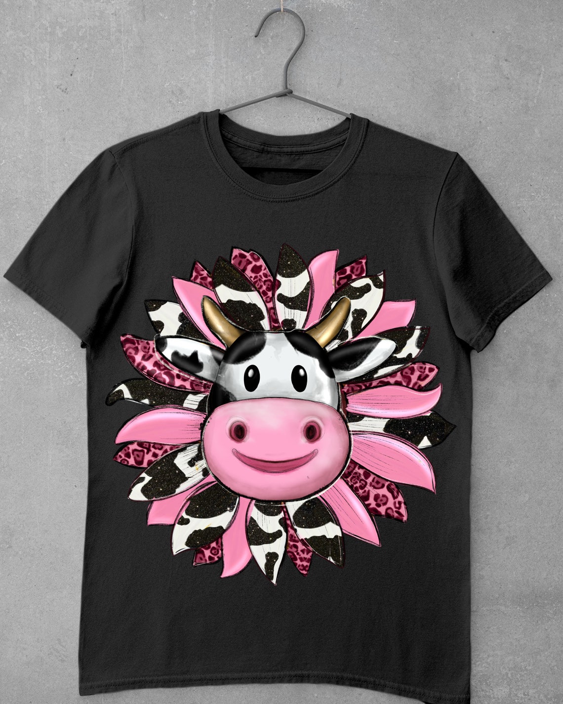 Pink Leopard Sunflower Cow Png Sublimation Design Cow Png - Etsy