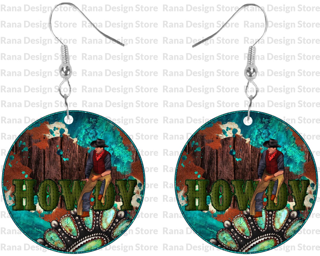 Howdy Turquoise Round Earring Pngsunflower Earringsturqoise - Etsy