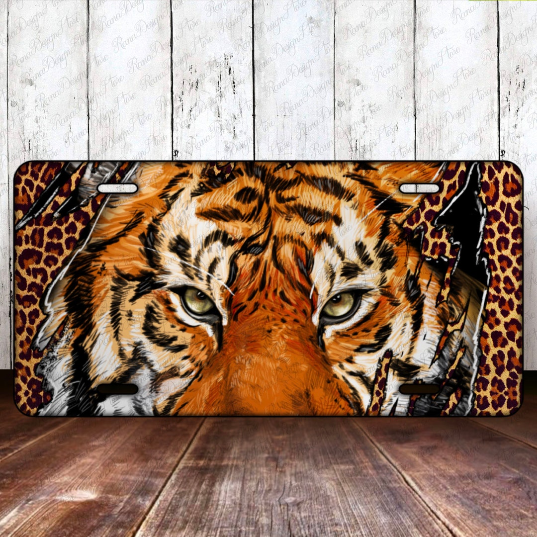 Tiger Face License Plate Png Sublimation Design Download, Western ...