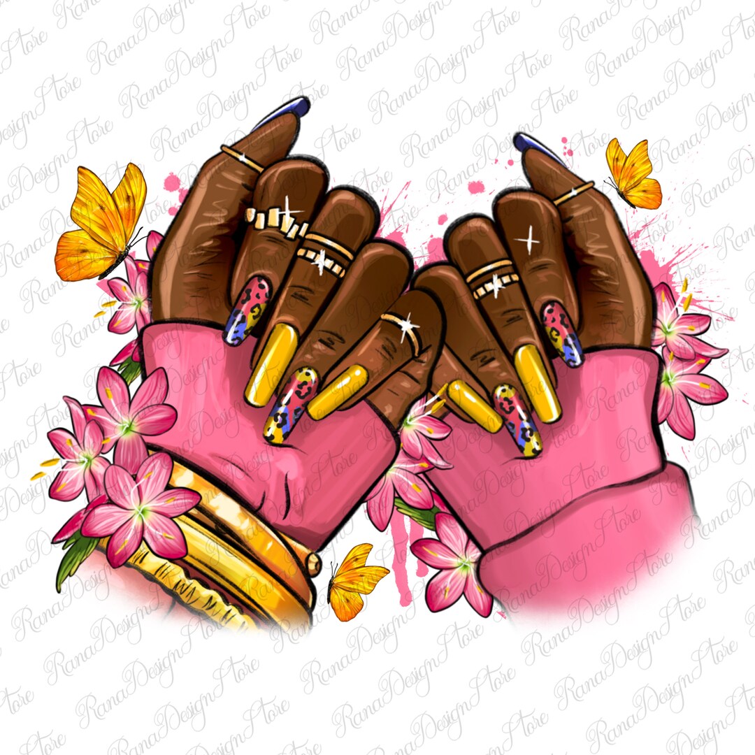 Pink Afro Nails Png Sublimation Design Download, Afro Woman Png, Black ...