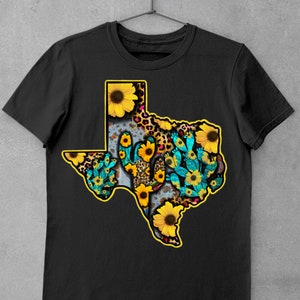 Sunflower and Cactus Texas Map Design,texas Map,sunflower Texas ...