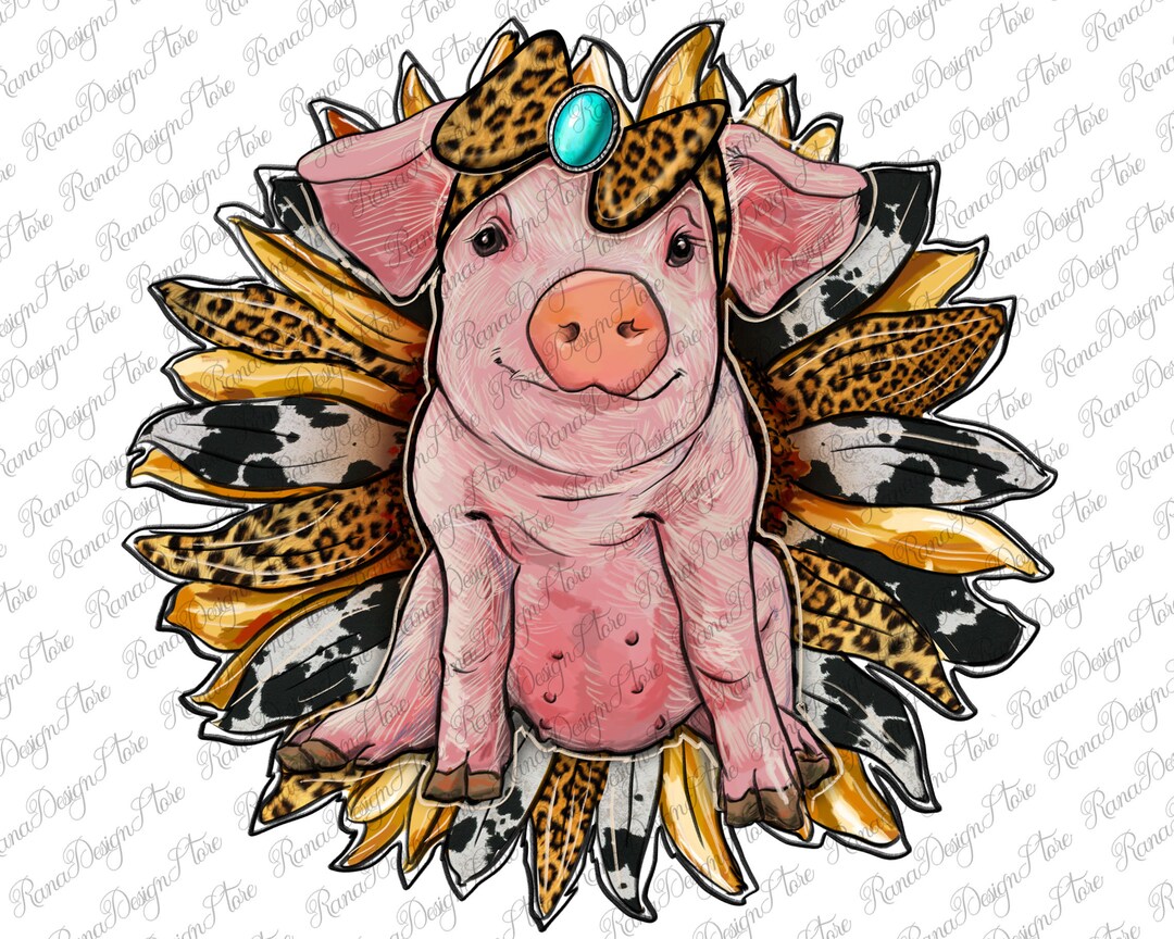 Pig Leopard Cowhide Sunflower Png Sublimation Design, Pig Sunflower Png ...
