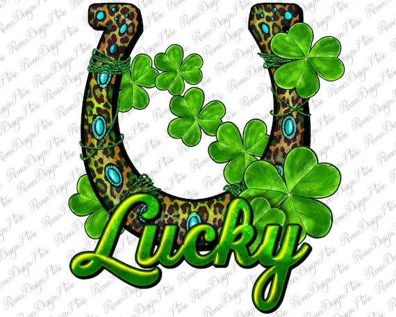 Lucky Shamrock Horseshoe Png Saint Patricks Png Lucky Png | Etsy